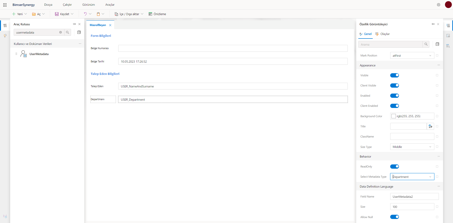 Talep Eden Kullanıcı Bilgileri Bölümü | Bimser